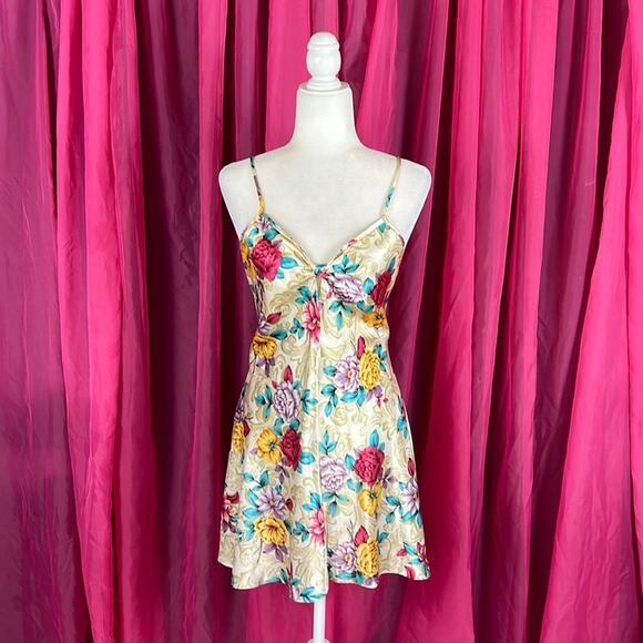 Vintage | Intimates & Sleepwear | Vintage 9s Y2k Floral Print Satin ...